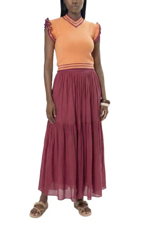 AREA STARS Pia Pintuck Maxi Skirt - Berry