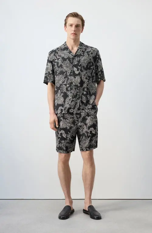 Mango Floral Print Camp Shirt