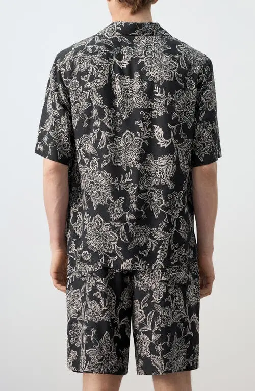 Mango Floral Print Camp Shirt