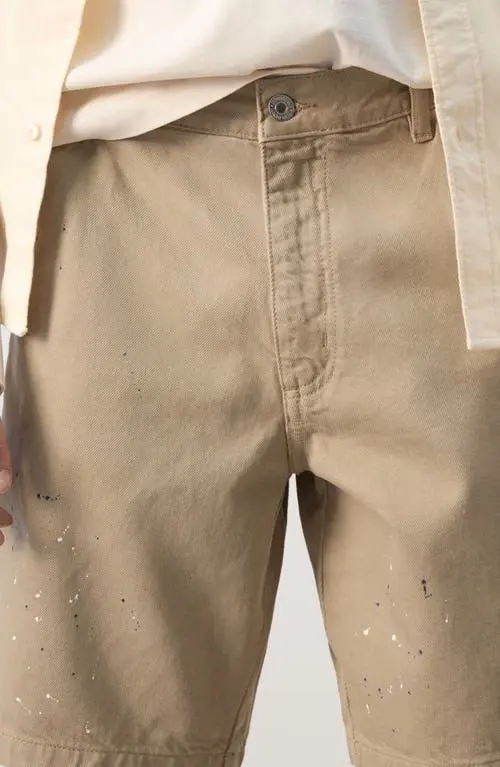 Mango Paint Splatter Relaxed Fit Denim Bermuda Shorts
