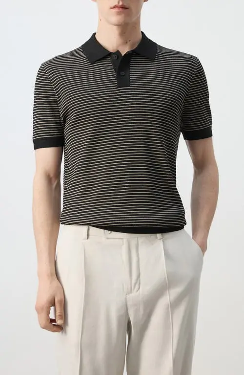 Mango Stripe Polo - Black