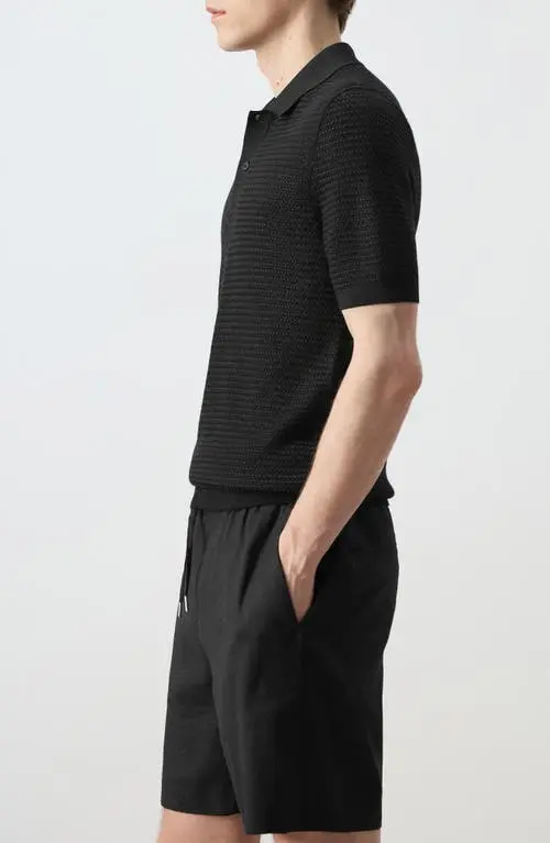 Mango Structured Polo Shirt - Black