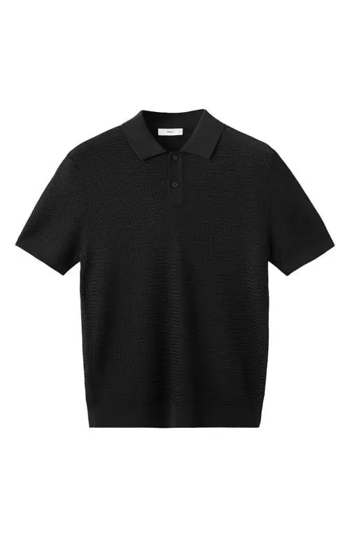 Mango Structured Polo Shirt - Black