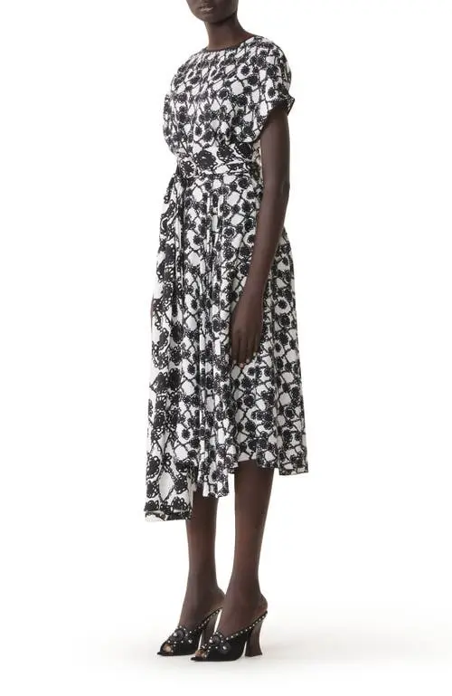 LANVIN Printed Silk Draped Dress