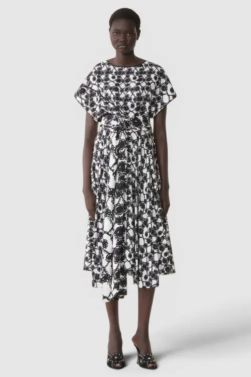 LANVIN Printed Silk Draped Dress
