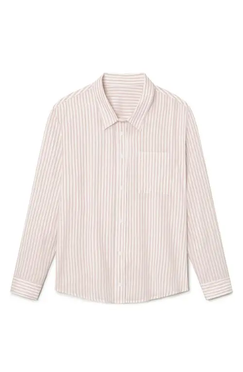 Tommy John Stripe Woven Button-up Sleep Shirt - Pink