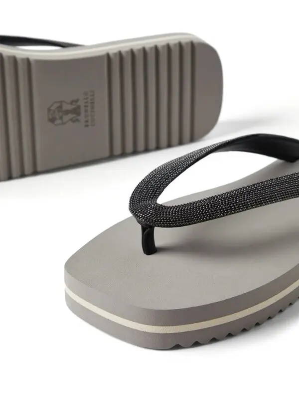 Brunello Cucinelli Embellished Thong Sandals With Chain Detail