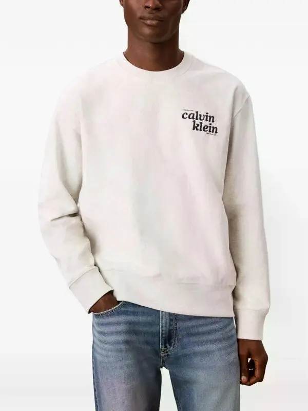 Calvin Klein Marl Logo Print Crew Neck Sweater