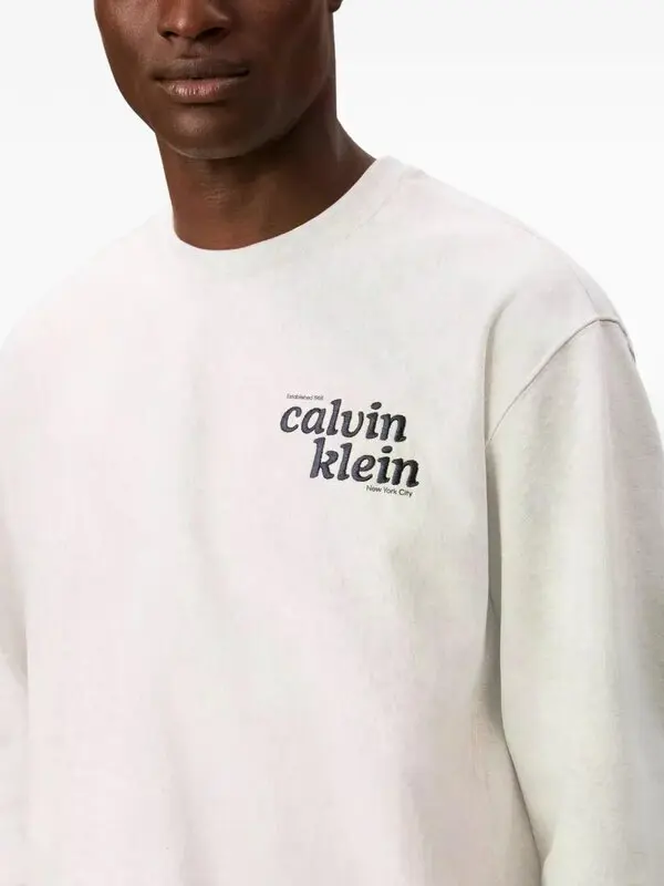 Calvin Klein Marl Logo Print Crew Neck Sweater
