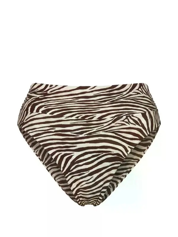 NICHOLAS Nerea High-waist Graphic Zebra Bikini Bottom - Brown
