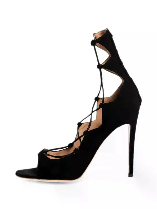 GIANVITO ROSSI Suede Lace-up Stiletto Sandals