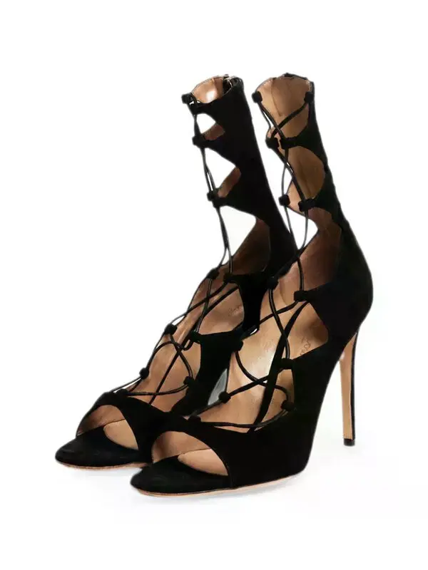 GIANVITO ROSSI Suede Lace-up Stiletto Sandals