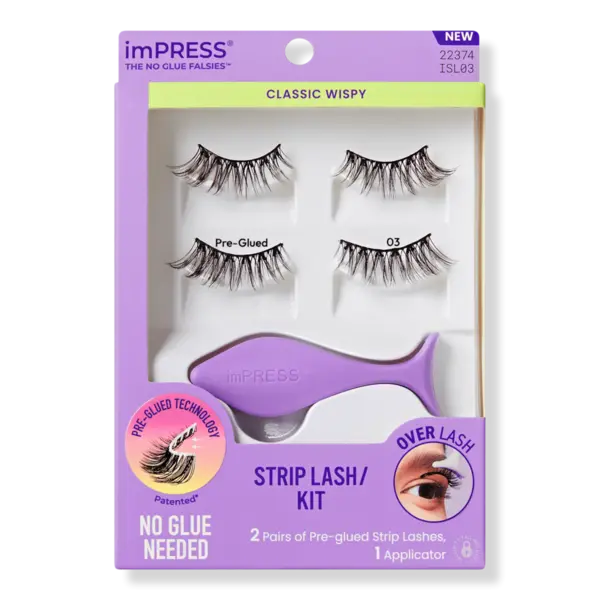 Kiss Impress Pre-glued Strip Lashes Kit Classic Wispy - One-color