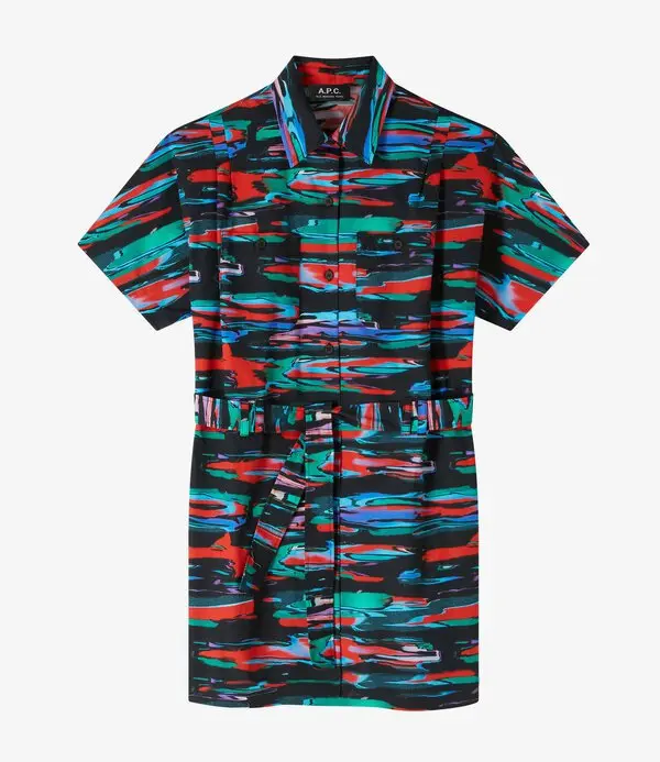 A.p.c. Printed Belted Shirt Dress - Multicoloured