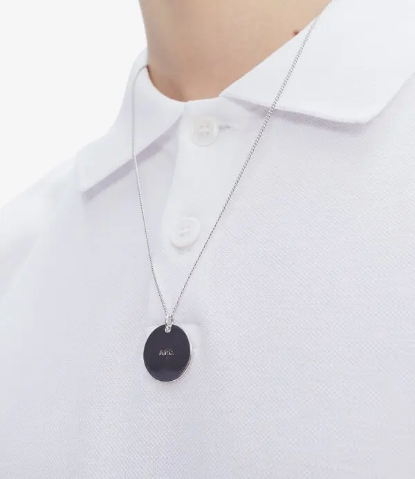 A.p.c. Medallion Logo Pendant Necklace - Silver