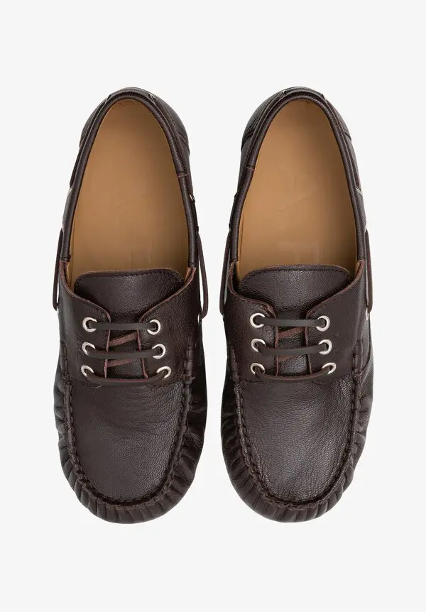 A.p.c. Leather Boat Shoes - Chestnut Brown