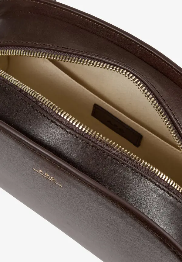 A.p.c. Smooth Leather Demi-lune Crossbody Bag - Chestnut Brown