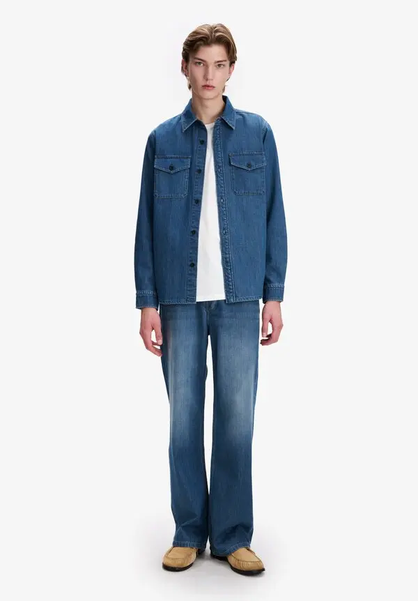 A.p.c. Faded Denim Overshirt With Pockets