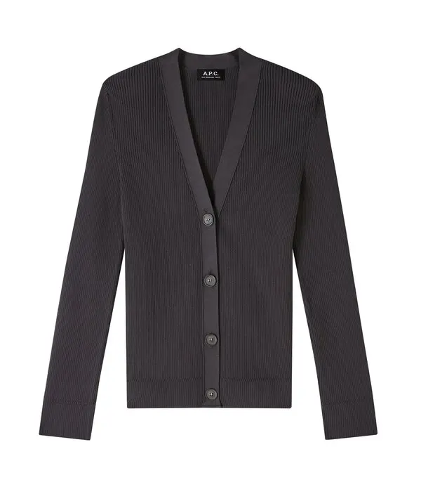 A.p.c. V-neck Cardigan With Faux Horn Buttons - Black