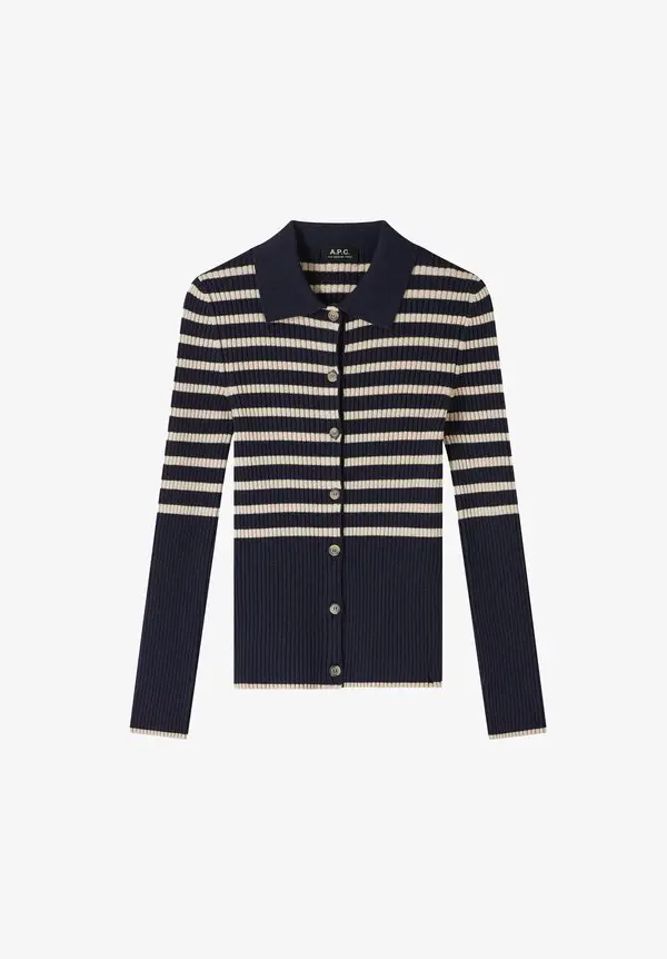 A.p.c. Mallory Cardigan Navy Blue/ecru