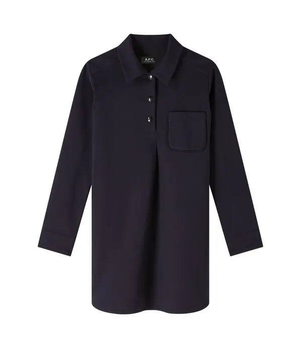 A.p.c. Trapeze Cut Dress With Classic Collar - Navy Blue