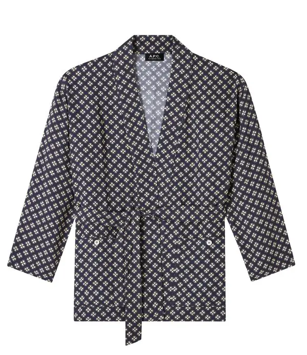 A.p.c. Belted Printed Jacket - Navy Blue