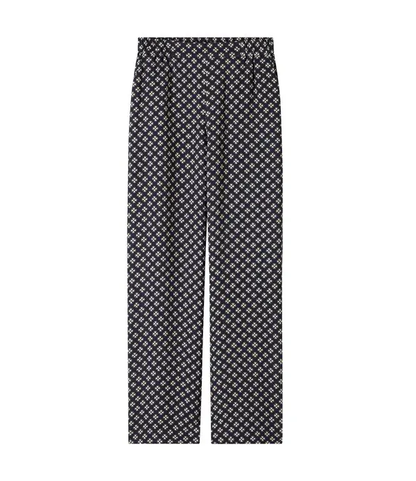 A.p.c. Printed Wide-leg Trousers - Navy Blue
