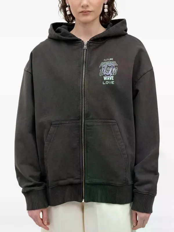 Hugo Graphic Print Zip-up Hoodie - Grey