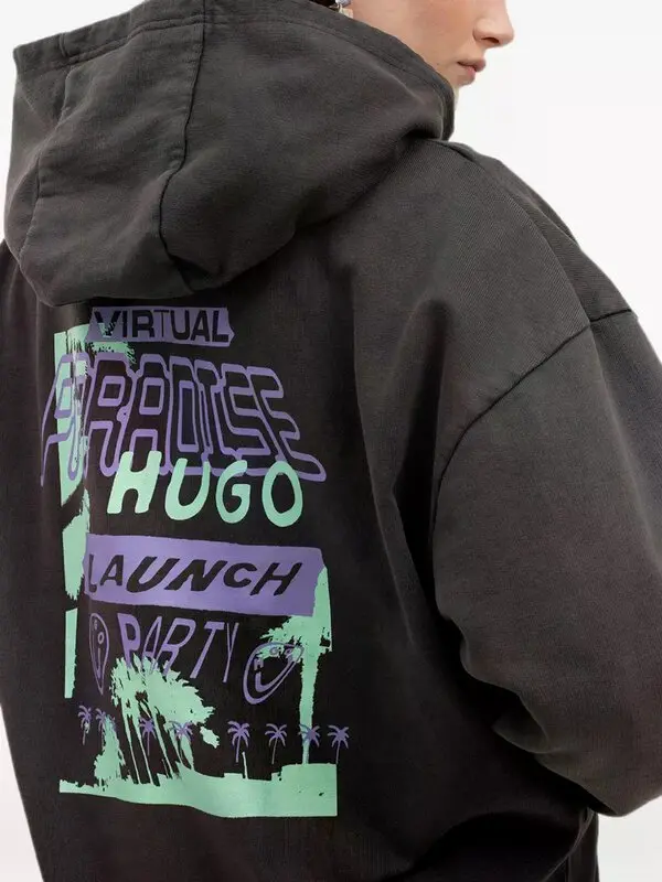 Hugo Graphic Print Zip-up Hoodie