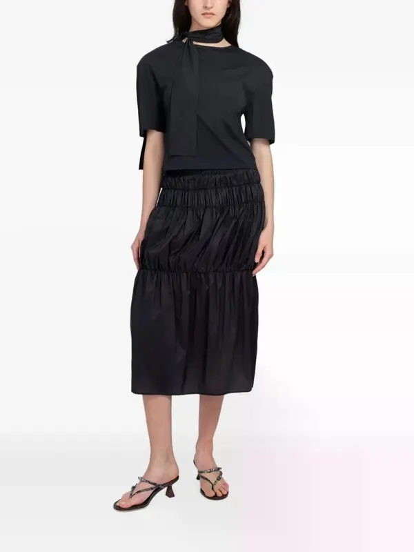 AMOMENTO Padded Tie-neck T-shirt - Black