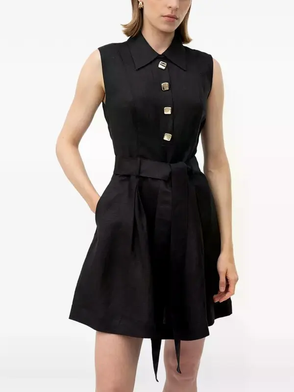 Hugo Belted Sleeveless Mini Dress - Black