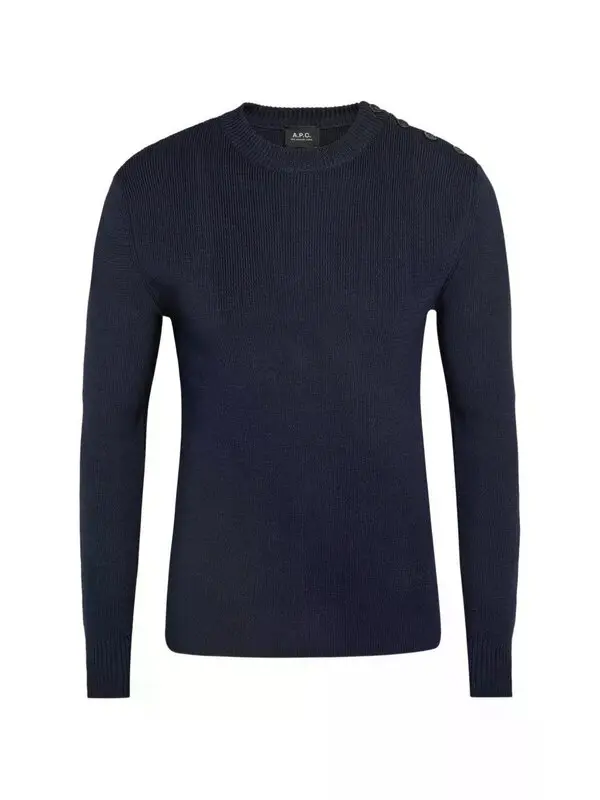A.p.c. Ribbed Knit Crew Neck Sweater - Blue