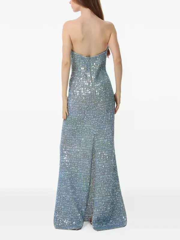 DINA MELWANI Crystal Embellished Mesh Maxi Dress