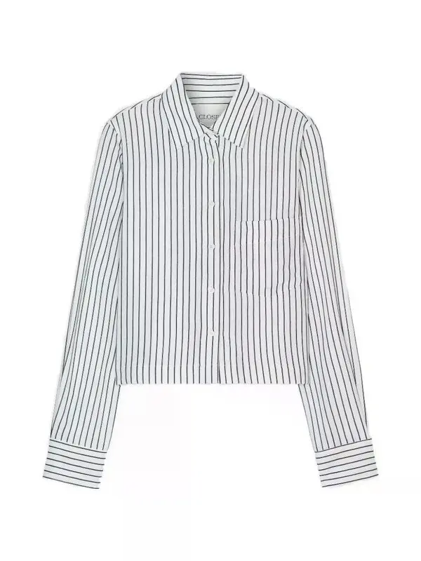 Closed Striped Crop Shirt - Neutrals