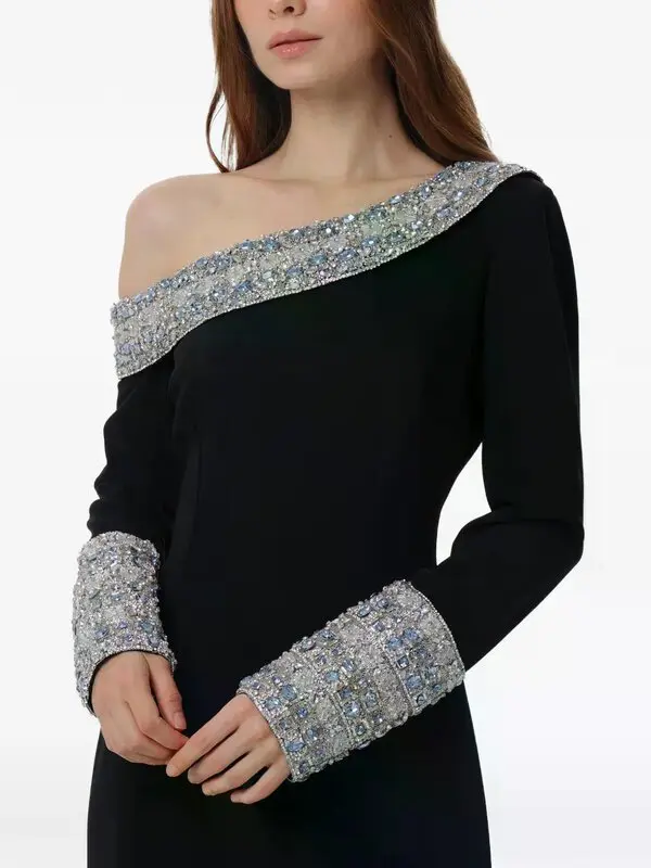 DINA MELWANI Embellished Off-shoulder Maxi Dress