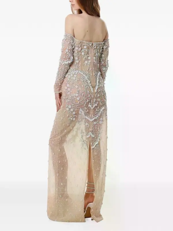 DINA MELWANI Crystal-embellished Off-shoulder Maxi Dress
