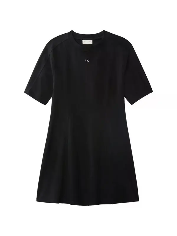 Calvin Klein Paneled Logo Plaque Dress - Black