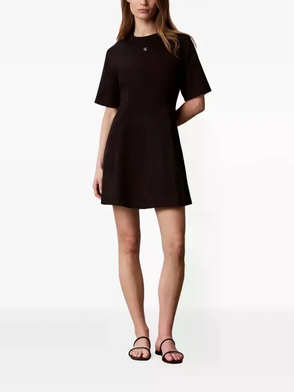 Calvin Klein Paneled Logo Plaque Dress