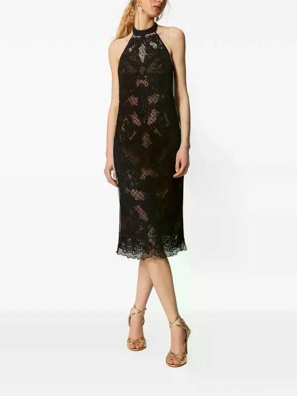 TWINSET Long Embroidered Mesh Dress