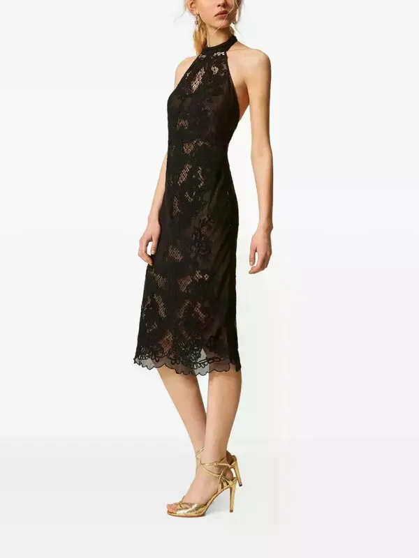 TWINSET Long Embroidered Mesh Dress