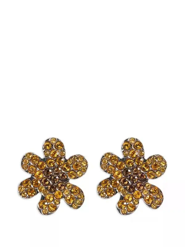 Marni Crystal Embellished Flower Earrings - Grey