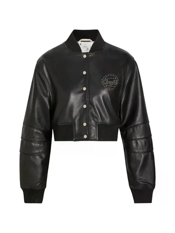 AN-Y1 Crystal Embellished Leather Bomber Jacket