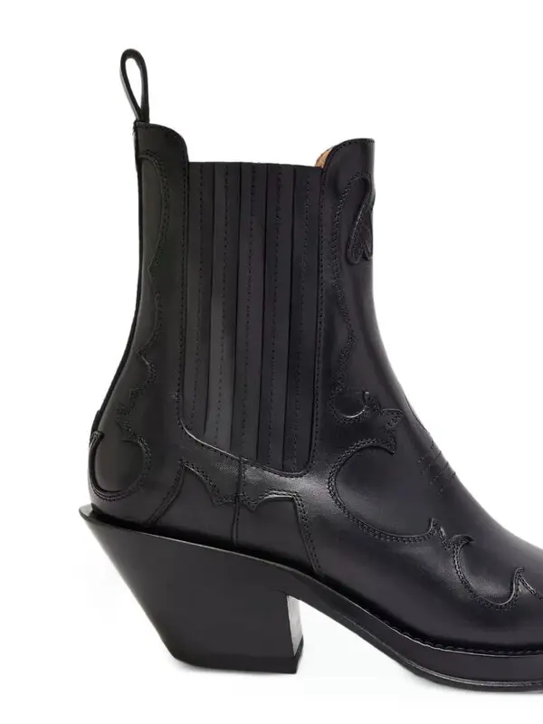 Gabriela Hearst Cassidy Embroidered Leather Cowboy Boots - Black