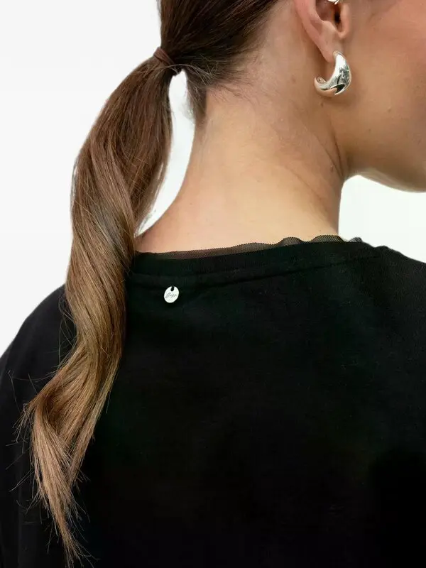 BOSS Tulle Trim Logo Plaque T-shirt