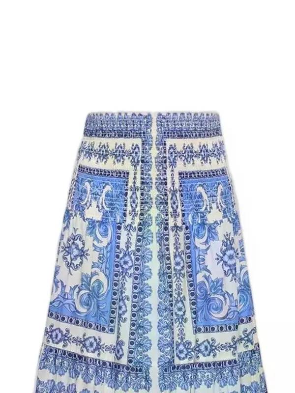 Cara Cara Tiered Printed Skirt - Blue