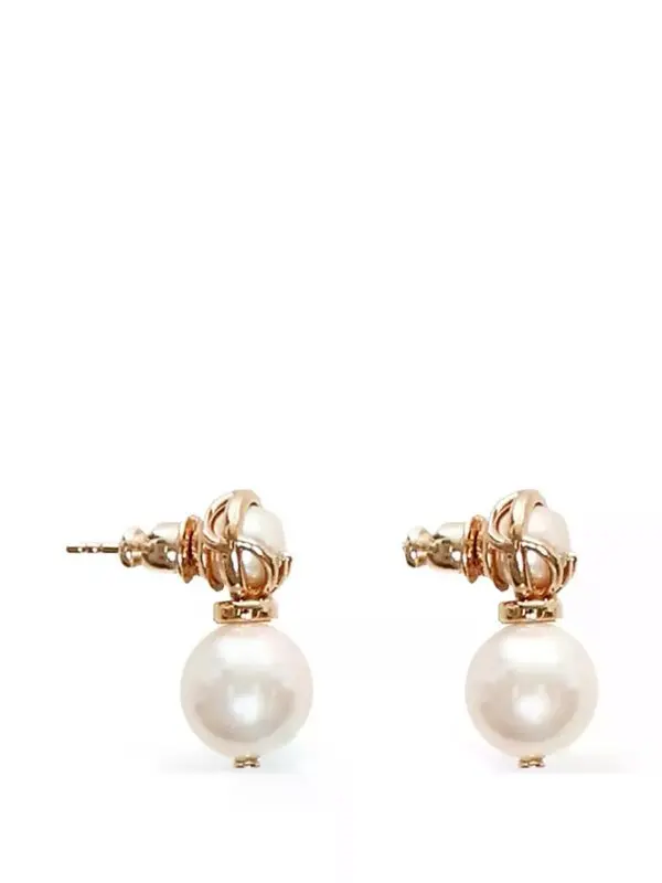 Fendi F Is Faux-pearl Drop Earrings - Gold