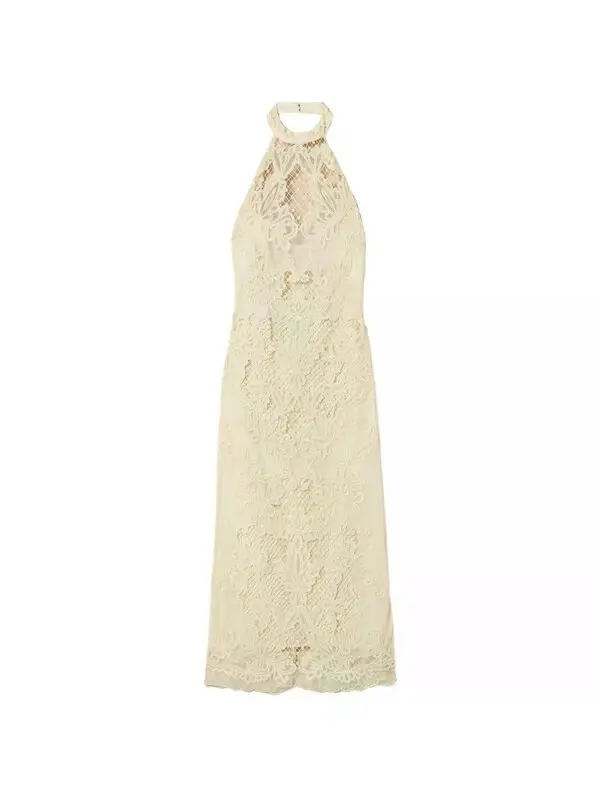 TWINSET Long Embroidered Mesh Dress