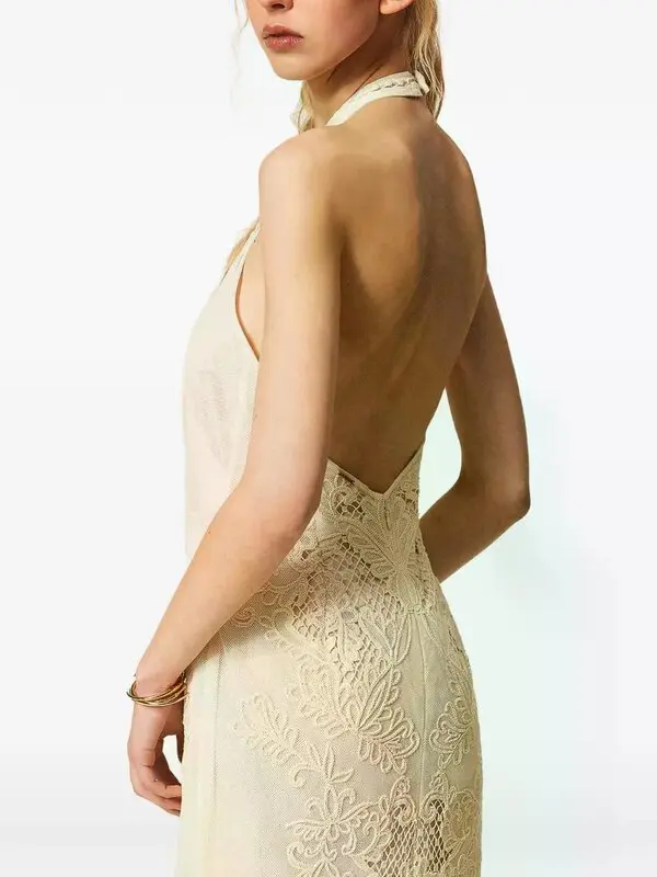 TWINSET Long Embroidered Mesh Dress