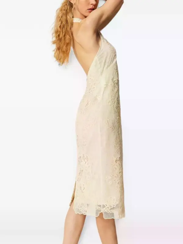 TWINSET Long Embroidered Mesh Dress