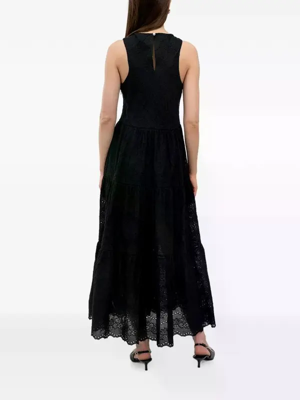BOSS Broderie Anglaise Tiered Maxi Dress - Black